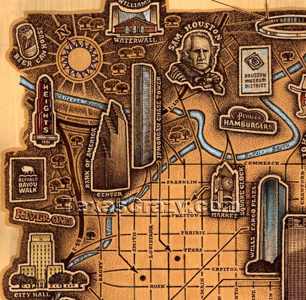 Shop Houston Map Custom Framed - Unique Texas Wall Decor