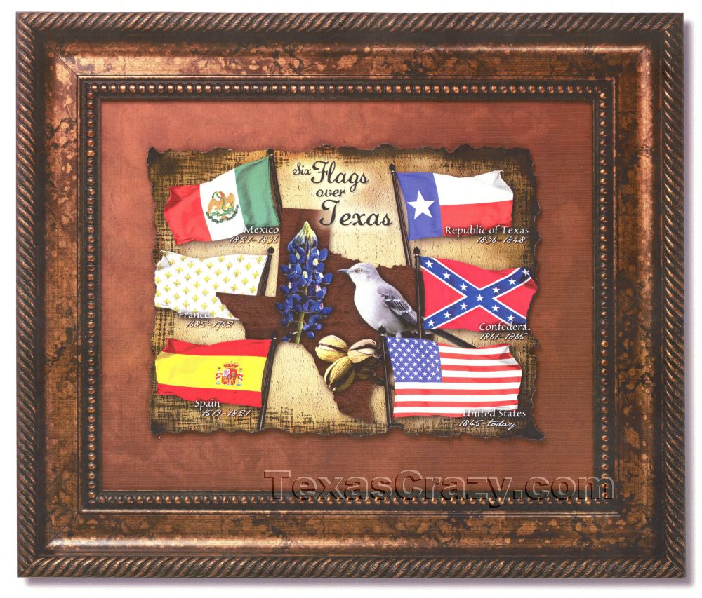 six-flags-of-texas-print-framed-f - Texas Crazy