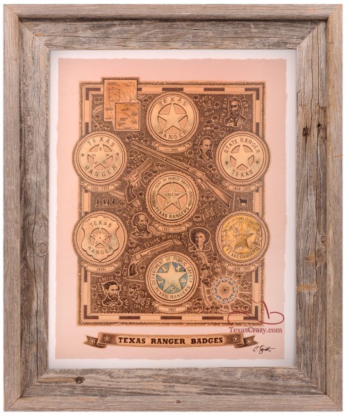 Buy Texas Ranger Badges Print Framed - Texas History Store